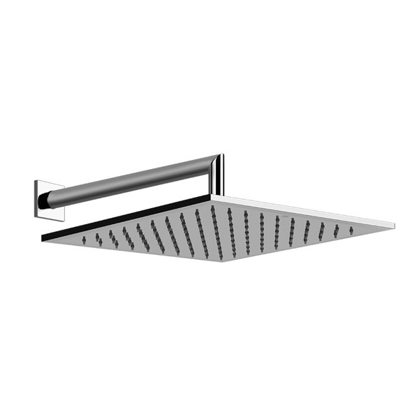 Gessi Emporio Antikalk-Kopfbrause 300 mm mit Gelenk und rundem Wandarm und quadratischer Rosette ...